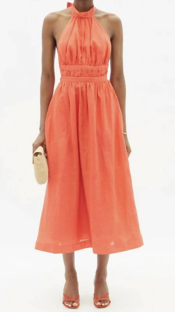 Zimmermann - Shelly Halter Bow Midi Dress – Outfit Of the Day